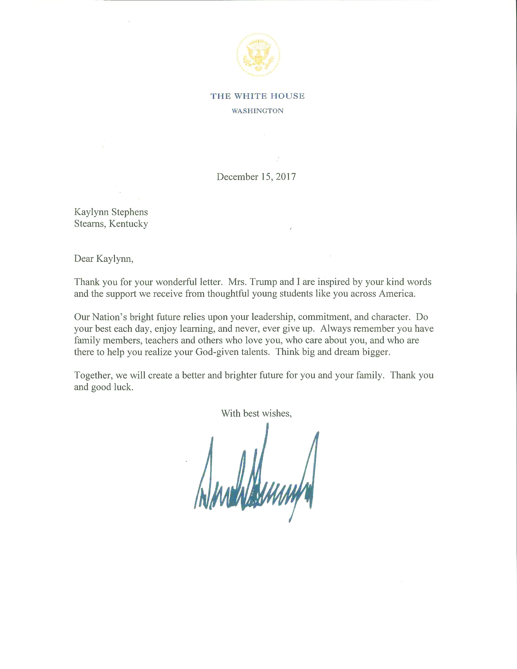 white house letter – McCreary Journal